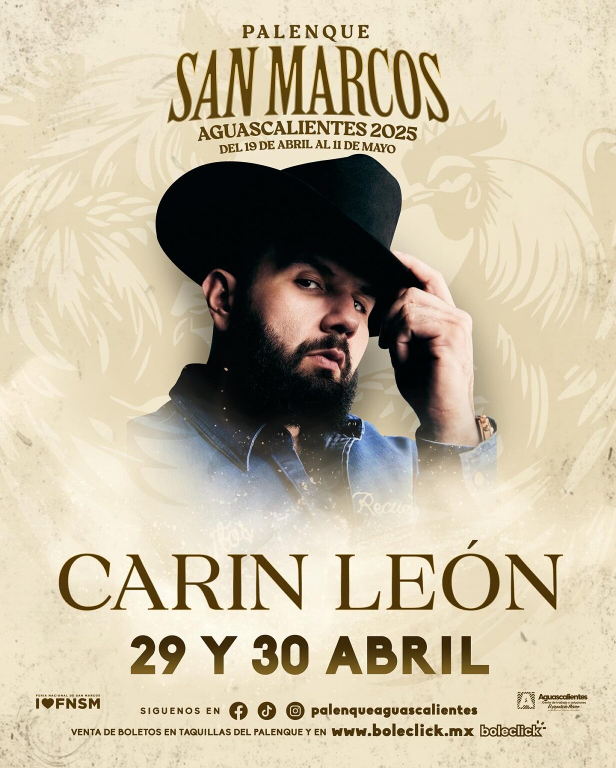 Boletos Carín León Palenque San Marcos 2025 - Feria San Marcos 2026